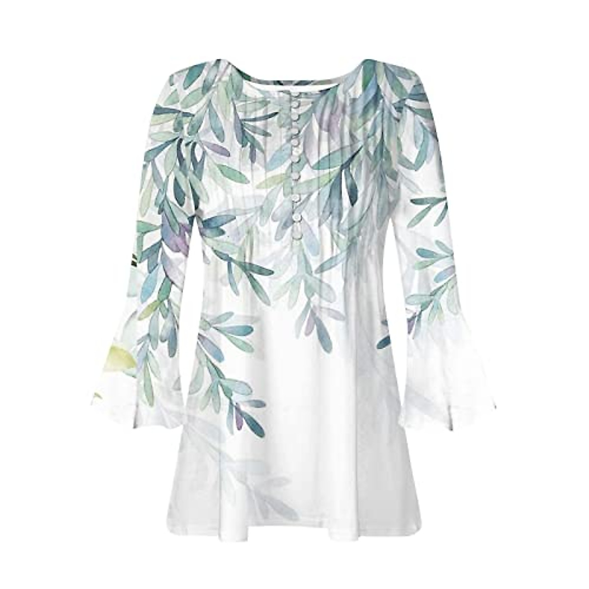 Women's Summer Tops White V Neck Women Womens Workout Tops Orange Corset Bluey Button Down Shirt Ruffle Sleeve Tops 3/4 Sleeve Tees for Women Loose Fit,Cyan,X-Large