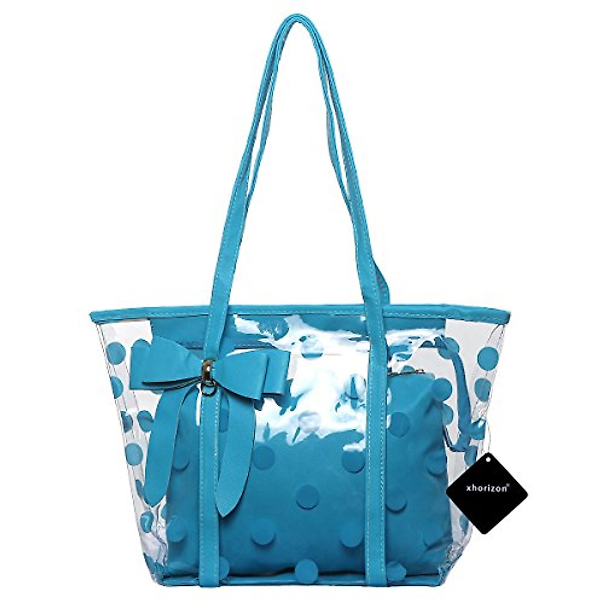 xhorizon FL1 Women Clear Tote Bag Purse Work Bag Waterproof Travel Bag Beach Handbag Gym Sports Bag (Blue)