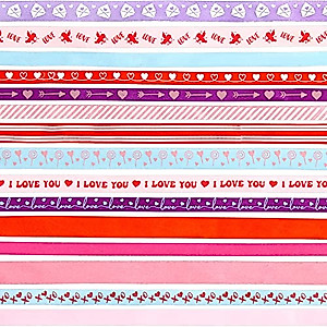 Valentine Heart Ribbons for Gifts Wrapping 15 Rolls Love Heart Ribbons for Craft Valentines DIY Craft Decoration Party Favors Supplies