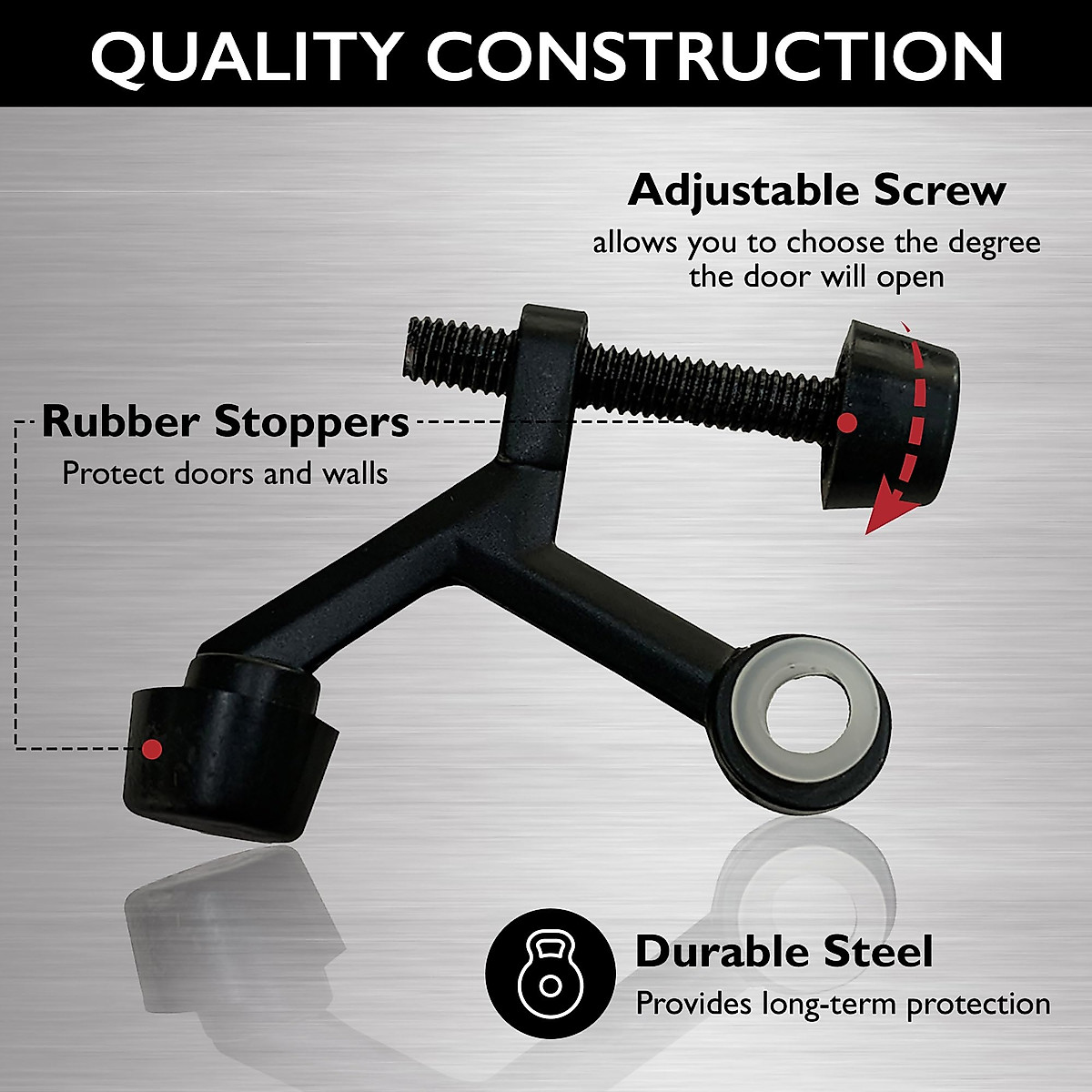 Design House 189068 Standard Hinge Pin Door Stop, 10-Pack, Matte Black, 10 Piece