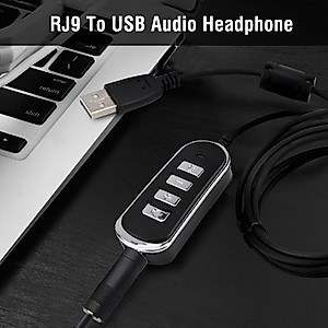 Zerone RJ9 to USB Audio Headphone Adapter with Control Box and Crystal Head Earphone