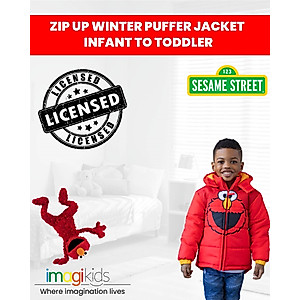 Sesame Street Elmo Infant Baby Boys Zip Up Fashion Winter Coat Puffer Jacket Red 24 Months