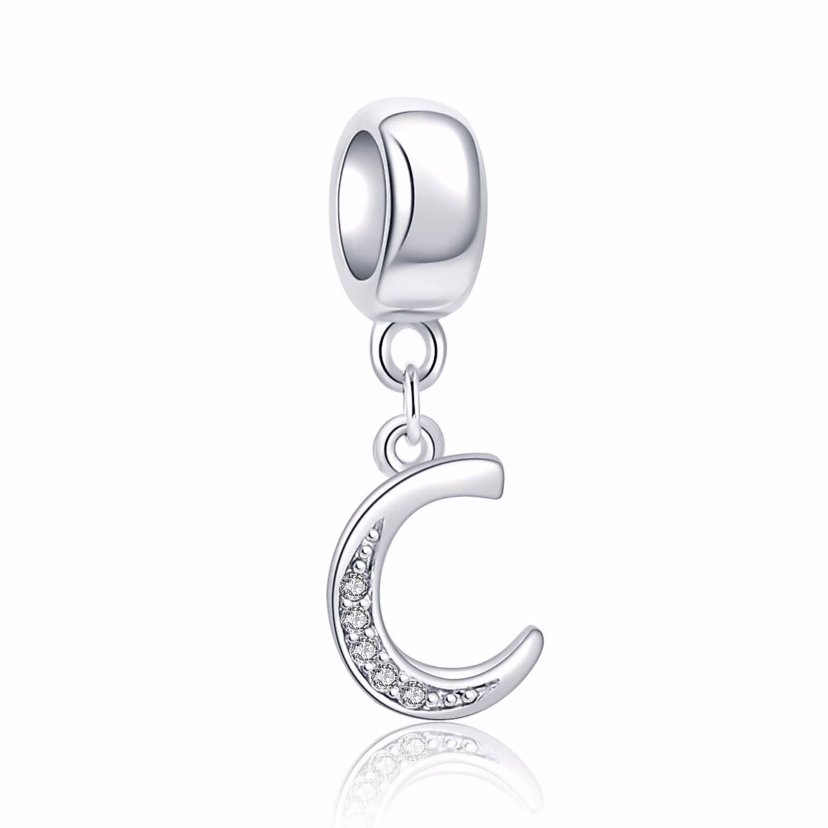 SOUKISS Letter C Charm Sterling Silver 925 Initial A-z Alphabet Beads Name Charm for Bracelet Charms