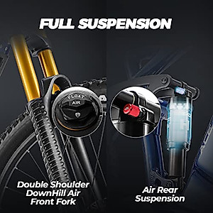 Eahora ACE Electric Bicycle for Adults 28MPH Mountain DH Electric Bike 48V 16A Battery 500W BAFANG Mid Drive Motor 27.5" Electric Bicycle Ebike Shimano 9-Speed Full Air Suspension Color Display (GRAY)