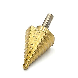 Innetoc 3/8" Shank Titanium Step Drill Bit, 1/4' to 1-3/8' in 1/8' Increments with SafePlastic Case|10 Steps