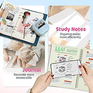 Ponek T02 Mini Sticker Printer - Wireless Sticker Maker Machine, Receipt Printers Pocket Mini Printer for iPhone, Mini Thermal Printer with 3 Rolls Thermal Paper for Journal, Memo, Photo