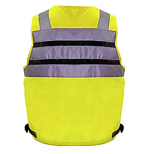 ZUJA 3M Reflective stripes Safety Vest Hi-vis Yellow knitted Vest with 10 pockets Bright Construction Workwear for men and women. (Medium)
