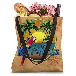 Tropical Key West Florida Keys Beach Sunset With Parrot Tote Bag