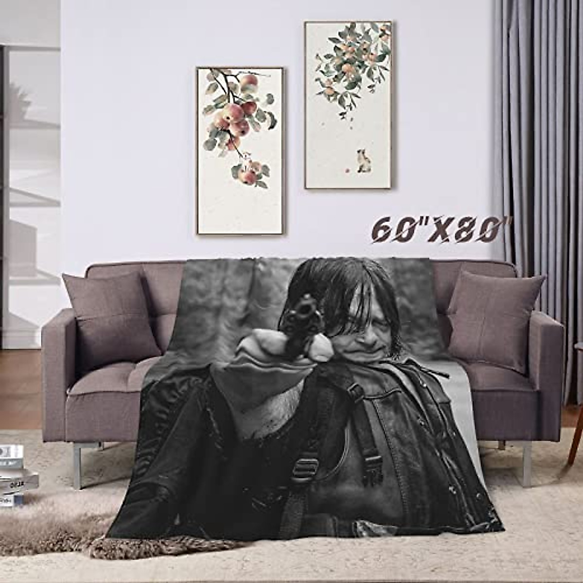 Norman Reedus Flannel Blanket Daryl Dixon Soft Air Conditioner Blanket Anti-Pilling Lap Blanket for Sofa Bedroom Living Room 50x40 inch