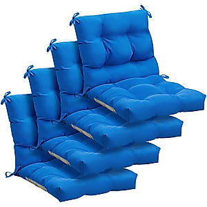 Marsui Outdoor Indoor High Back Chair Cushions Patio Furniture Tufted Pillow with Ties All Weather Replacement Cushions Outdoor Rocking Chair Cushions, 42 x 21 Inches(Gray, 6 Pcs)