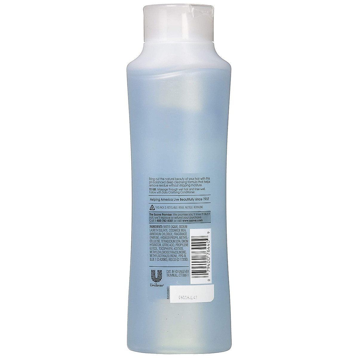 Suave Clarifying Shampoo, Family-Size – pH-Balanced & Hypoallergenic Daily Deep Cleansing Shampoo for Normal to Oily Hair, 22.5 Oz