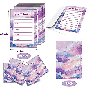 Raykeeplus Birthday Invitations Birthday Invitations Girl (20 Cards with 20 Envelopes) -Birthday Party Invitations for Girls, Kids, Adults, Party Supplies 6.3 Inches X 4.3 Inches-Watercolor