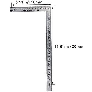 Utoolmart Right Angle Ruler, 150×300mm Stainless Steel L Shape Ruler, 90 Degree Square Tool, Framing Tools for Carpenters