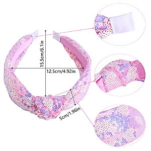 Fishown Sequin Headbands for Girls, 3 Pack Knotted Headband for Girls, Sparkly Girl Hair Bands Glitter Hair Accessories for Girls