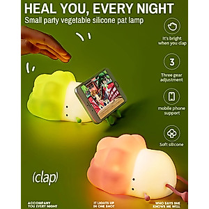 Night Light for Kids Rechargeable LED, 3-Level Dimmable Nursery Nightlight, Food Grade Silicone Squishy Lamp Perfect Bedside Touch Lamp with 30 Mins Timer for Breastfeeding, Toddler, Baby Décor