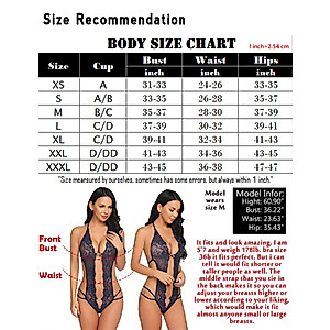 Avidlove Womens Teddy Bodysuit Halter Lingerie Lace One Piece Babydoll Navy Blue Medium