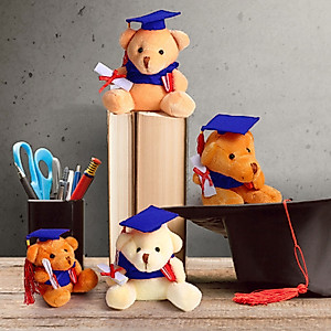 Sumind 6 Pieces Graduation Bears Class of 2025 Graduation Plush Bears Bulk Stuffed Animal Bears with Cap for Kindergarten Primary School College High School Party Favors(Black)