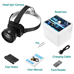 KSADBOSSBO Headlamp Headlight Body Camera Built-in 32GB, Free-Hands Camera 1080P Wearable Body Mounted Camera Rechargeable IPX4 Waterproof Night Vision for, Camping, Hiking, Fishing. (BLack-32GB)