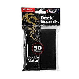 COMBO- BCW Black Deluxe Leatherette Deck Case plus 2 50ct Pks (100) of BLACK Double Matte Deck Guard Sleeves for Collectable Gaming Cards like Magic The Gathering MTG, Pokemon, YU-GI-OH!, & More. Embossed Dragon Graphic, BOX.