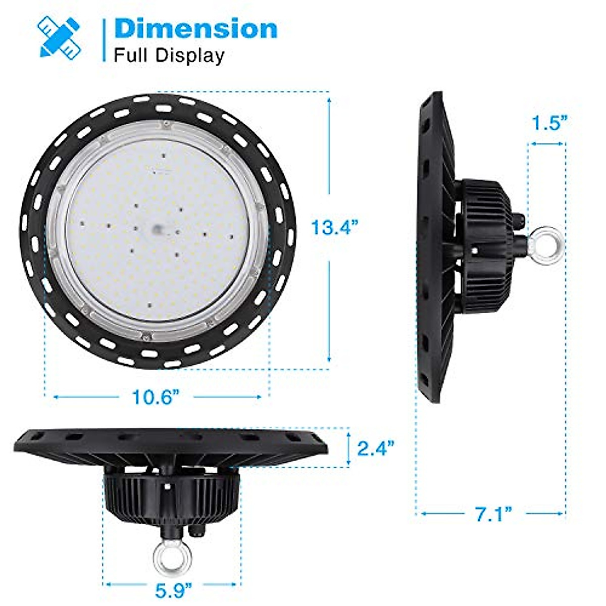 PATHBREAKER LED High Bay Light 150W UFO High Bay LED Light with UL Approved 6'Cable & Plug 22500LM 5000K 600W MH/HPS Replacement Commercial Warehouse Garage Barn Factory Shop Light