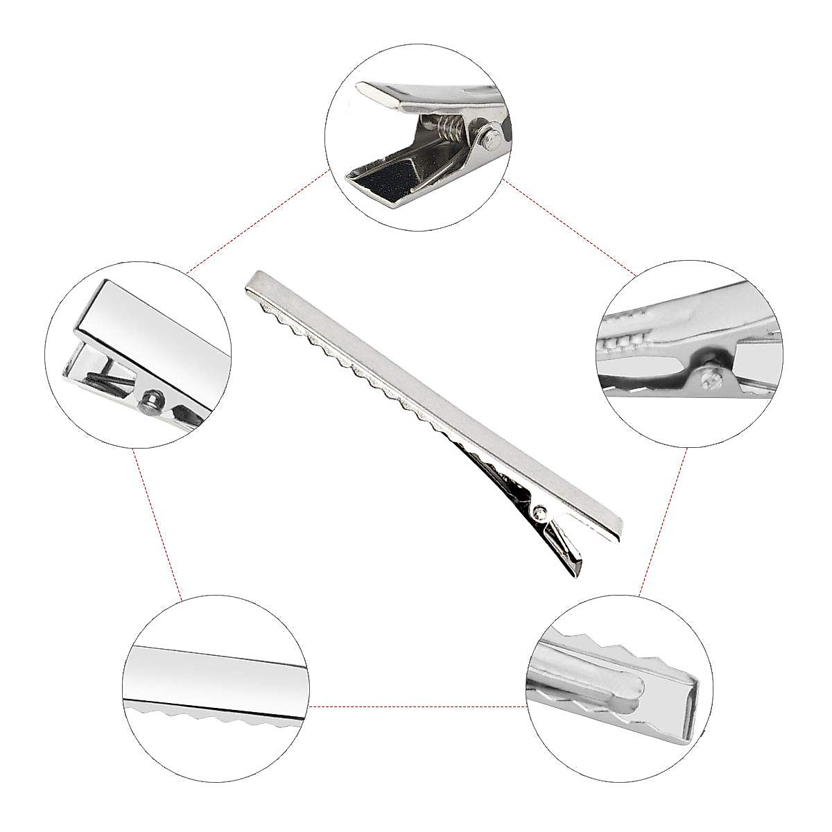 60 Pcs Alligator Curl Clips, Bantoye 3 Inch Flat Single Prong Clips Hair Accessories for Hair Styling, Coloring, Silver