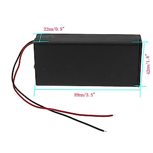 Semetall 18650 Battery Storage Case 4 Pcs 2 Slots x 3.7V for 2x18650 Batteries Holder Box Container with ON/Off Switch 18650 Battery Holder with Leads Wire(Black)