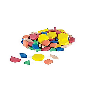 hand2mind Foam Pattern Blocks, Foam Shapes, Geometric Shapes for Kids, Pattern Play, Toddler Pattern Blocks, Shapes for Kindergarten, 3D Shapes Manipulatives, Sorting Math (Set of 100)