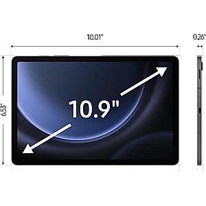 SAMSUNG Galaxy Tab S9 FE 5G (128GB, 6GB, WiFi + Cellular) Fully Unlocked Android Tablet, 10.9”, Wi-Fi 6, S Pen NOT Included, SM-X518U (Gray) (Renewed)