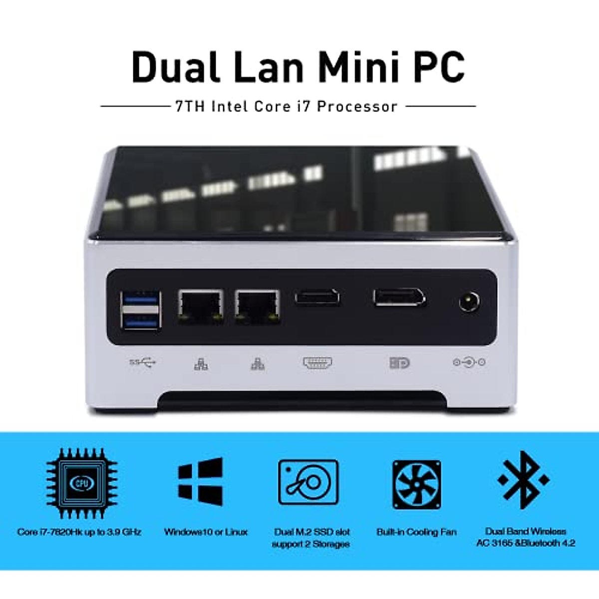 WEIDIAN Mini Desktop PC Quad Core i7 7820HK Windows 10 Mini Computer 16GB DDR4 512GB SSD Double Display 4K 60Hz Gigabit Ethernet HD DP M.2 Wi-Fi&BT4.2 Micro Desktop Small Computer