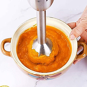 MXJCC Immersion Hand Blender, 5-in-1 8-Speed Stick Blender with Milk Frother, Egg Whisk for Coffee Milk Foam, Baby Food, Smoothies, Sauces and Soups (Color : Silver)