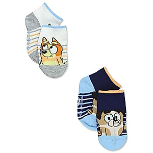 Bluey Boys Toddler 6 Pack Gripper Quarter Socks (X-Small (2T-4T), White)