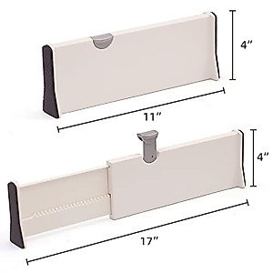 TENABORT Set of 8 Adjustable Drawer Dividers Organizer Separators Plastic Dresser Organizer for Bedroom, Bathroom, Closet, Office Desk, Kitchen Storage