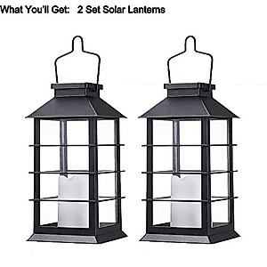 AicooFest Solar Lantern Outdoor Hanging Solar Candle Lights Decorative Table Lantern Waterproof Flameless LED Candles for Your Home Garden Table Patio