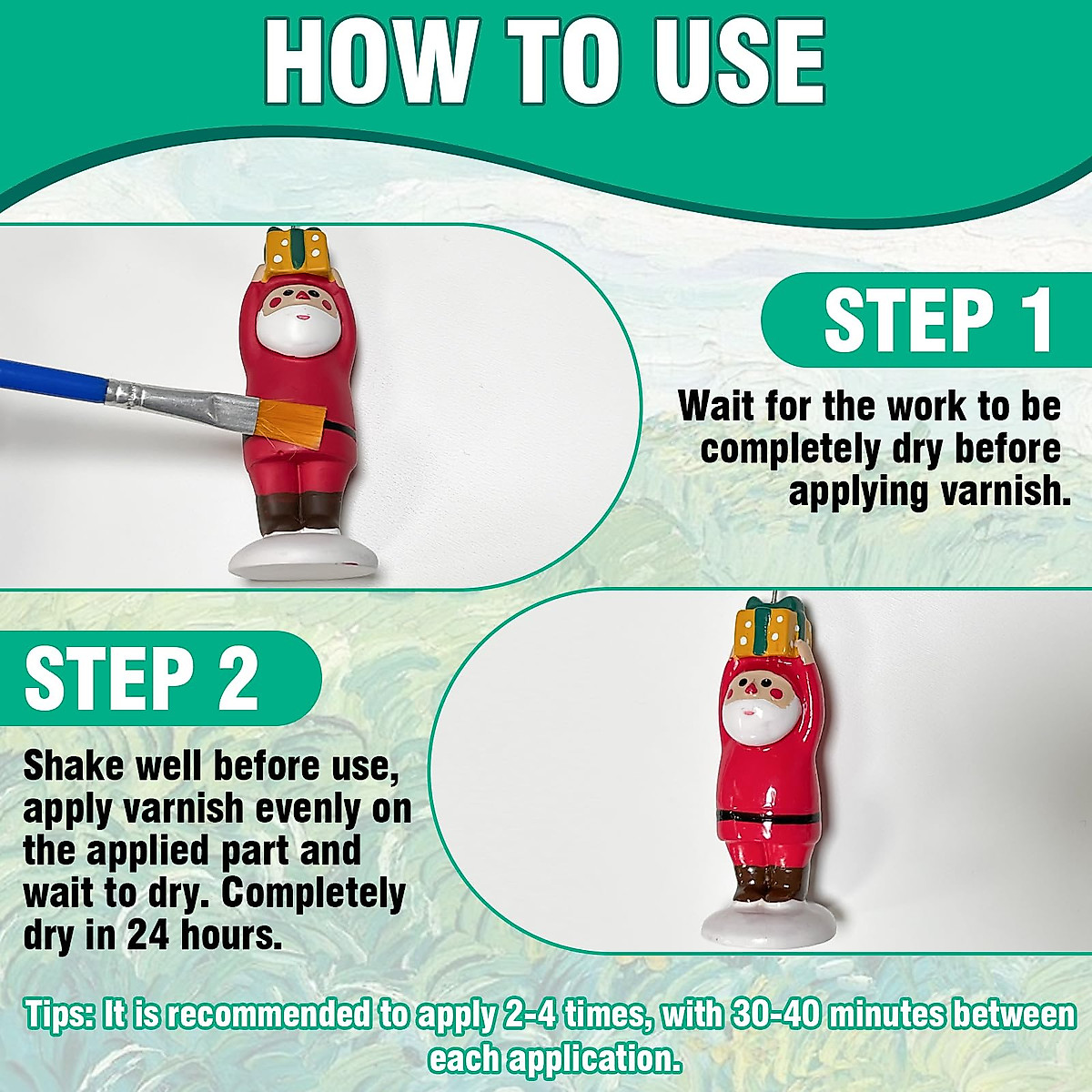 Addurden Clay Varnish with 2 Brushes, 120ml Acrylic Varnish, Air Dry Clay Glaze, Glossy Clay Varnish for Clay, Ceramics, Oil Painting, Wood, Waterproof, Preventing Crazing & Yellowing (Varnish-Large)