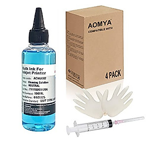 Aomya Printer Cleaning Kit Printhead Cleaning Kit for Inkjet Printers HP/Brother/Epsn/Canon Liquid Printers Nozzle with Syringe&Glove(100ml
