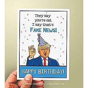 Trump Fake News Birthday Card | Funny Birthday Cards | Trump Supporter Gift | A7 Size - 5x7 Greeting Cards