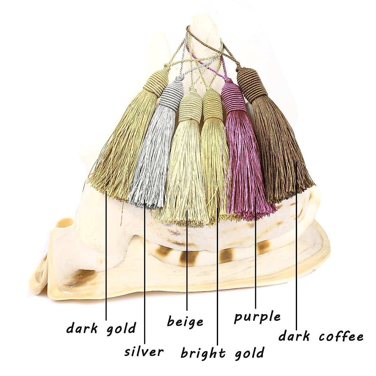 Fenghuangwu 30 Pieces Handmade Sewing Tassels for Crafts 5.7inch Silky Soft Tassels with 2.6inch Cord Loop for DIY Craft Accessory Decoration (Dark Coffee, 12 Pack)