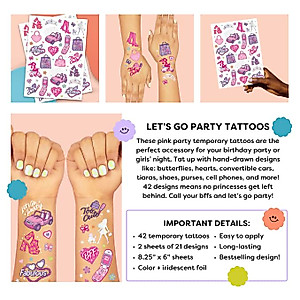 xo, Fetti Pink Temporary Tattoos for Girls - 42 styles | Pink Birthday Party Supplies, Party Favors, Cute Decorations, Easter Basket