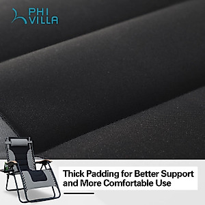 PHI VILLA XL Oversize Zero Gravity Chair Padded Recliner Oversize Lounge Chair with Free Cup Holder,Support 350 LBS (Grey)