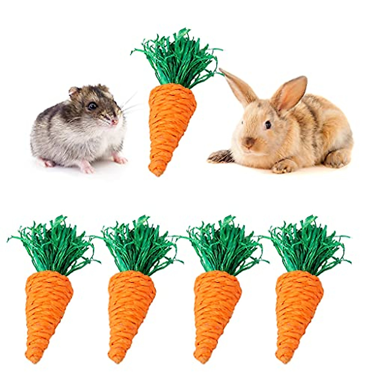5 Pack Hay Treat Pet Chew Toys for Chinchilla Guinea Pig Rabbit Hamster Gerbil Degu Bunny Natural Grass Cage Accessories Grass chew Toys for Rabbit
