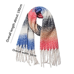 Lady Unisex Winter Fashion Thick Scarves Casual Shawl Warm Long Scarf Tassel Scarf Colorful Scarves (H, One Size)