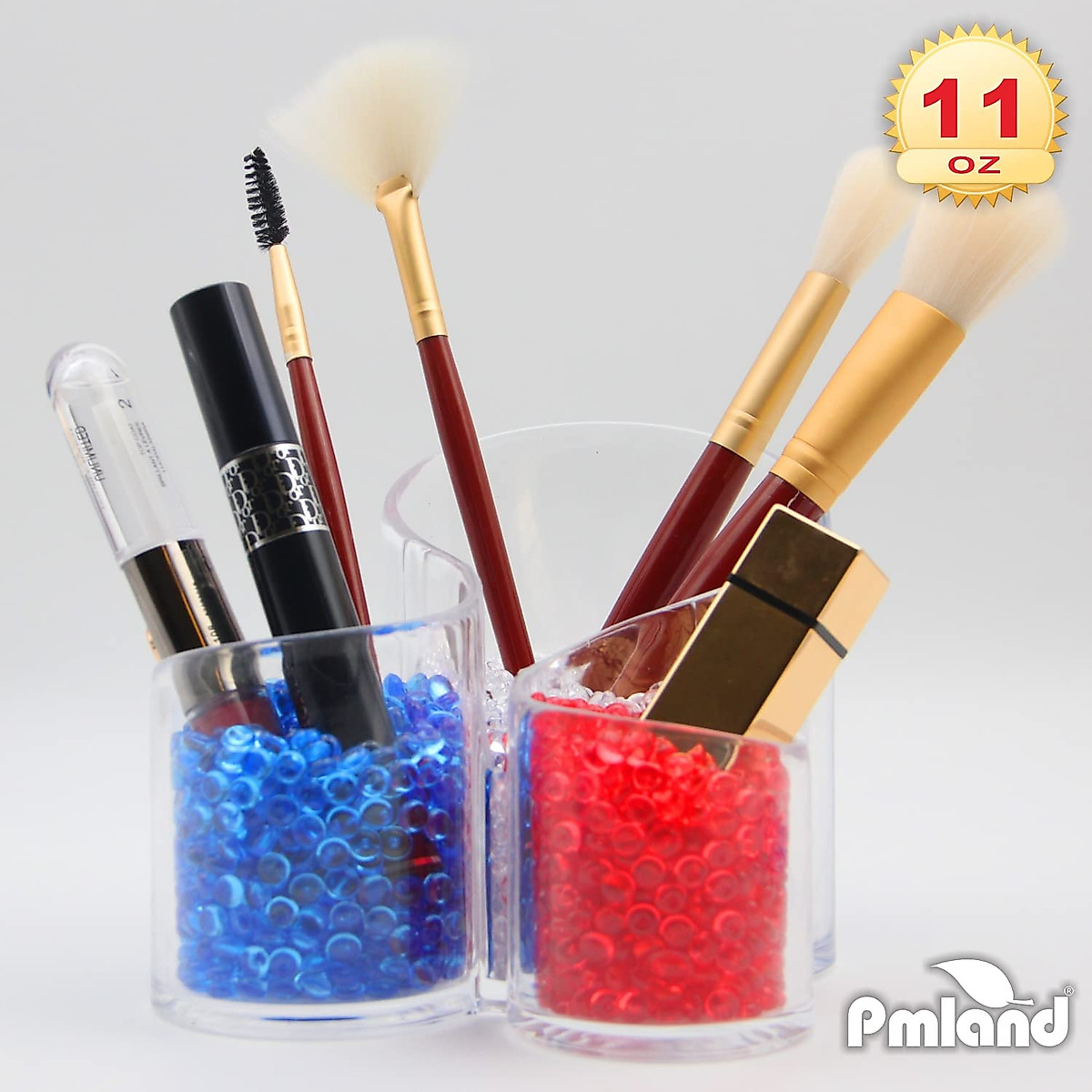 PMLAND Acrylic Mini Flat Marbles, Pebbles, Beads 3500+ Pcs 6 mm in Diameter for Vase Fillers, Brush Holder, Party Table Scatter, Wedding, Decoration, Crafts - Whire Red Blue