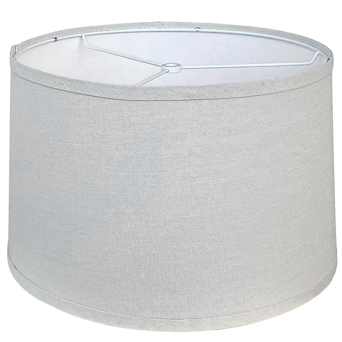 TOOTOO STAR Brown Drum Lamp Shade 13.25"x14.25"x9" inches Assembly Required Natural Linen Lampshade for Table Lamp,Bedside Lamp,Floor Lamp