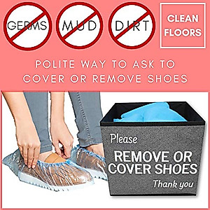 RE GOODS Shoe Covers Box | Disposable Shoe Bootie Holder For Realtor Listings and Open Houses | Please Cover or Remove Shoes Bin | Shoe Bootie Box