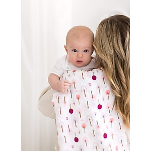 SwaddleDesigns Large Marquisette Receiving Swaddle Blanket for Baby Boys & Girls, Soft Premium Cotton Muslin, Boutique Quality, Best Shower Gift, Mocha Mod Circles on Lavender, Award Winner,Mocha and Lavender,46"x 46",SD-136L