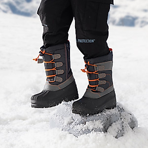 DREAM PAIRS Little Kid Knorth Navy Grey Orange Isulated Fur Winter Waterproof Snow Boots Size 3 M US Little Kid