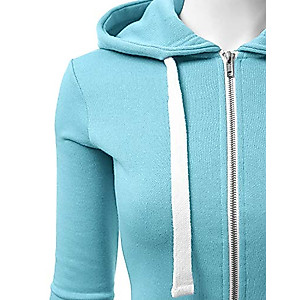 NINEXIS Lightweight Thin Zip-Up Hoodie Jacket for Women with Plus Size Aquablue XL