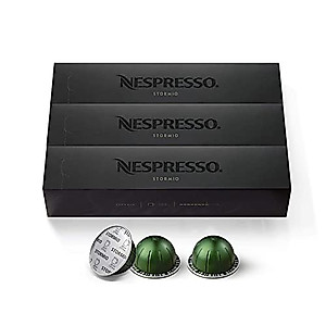 Nespresso Capsules VertuoLine, Stormio, Dark Roast Coffee, 30 Count Coffee Pods, Brews 7.8oz & Capsules VertuoLine, Double Espresso Chiaro,Medium Roast Espresso Coffee, Coffee Pods, 30 Count