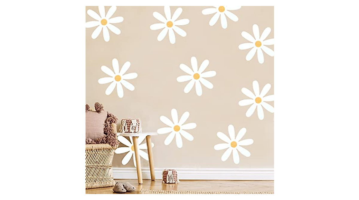 Daisy Wall Decal Set for Kids & Nursery Wall Art - Easy Peel & Stick