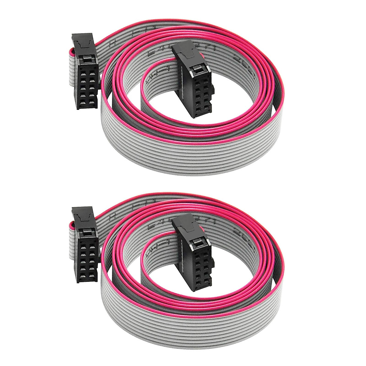 Gikfun 2PCS Flat Ribbon Cable 2.54mm Pitch 2 Row 10 Pin Female to Female Wires IDC Ribbon Connector for Arduino EK1282